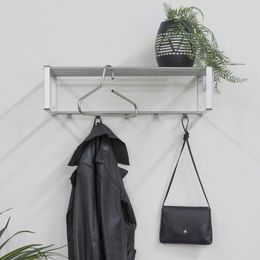 SPINDER DESIGN Garderobenleiste &raquo;REX&laquo; Wandgarderobe aus Stahl mit Hutablage und 5 bzw. 7 Haken silber Stahl B/H/T: 70cm x 19cm x 29cm