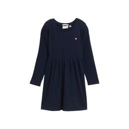 Tom Tailor M&auml;dchen Midikleid, blau, Gr. 104, unifarben, Web, Obermaterial: 93% Viskose, 7% Elasthan, Kleider, in Ripp-Optik, mit Stretch