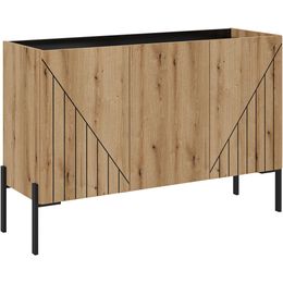 Sideboard Home Affaire, B:122cm H:81cm T:40cm, braun, Wohnzimmer, Sideboards, "SNETT, Breite: 122cm, mit Metall-Stabf&uuml;&szlig;en, 3 T&uuml;ren, 3 Einlegeb&ouml;den",