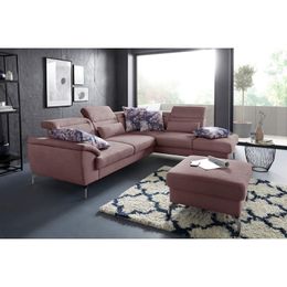 Sit & More sit&more Ecksofa &raquo;Percy L-Form&laquo; 15 cm Fu&szlig;h&ouml;he, Sitztiefenverstellung, wahlweise in 2 Fu&szlig;farben lila B/H/T: 270cm x 235cm, Luxus-Microfaser Paris, 