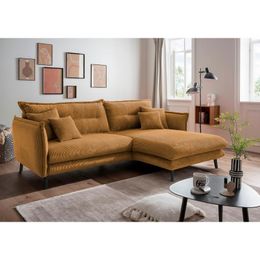 Home Affaire Ecksofa &raquo;Lazio, 255 x 180 cm, modern und bequem&laquo; Cord, L-Form, inkl. R&uuml;cken- und Zierkissen gold 93% Polyester, 7% Polyamid B/H/T: 255cm 