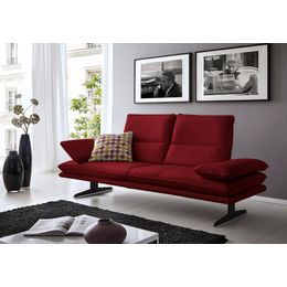 2-Sitzer W.Schillig, B:216cm H:94cm T:96cm, rot, Longlife Xtra-Leder Z59: Glattleder mit modischer Pr&auml;gung. Hautst&auml;rke 0, 9 - 1, 1 mm, Sofas,