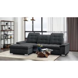 WERK2 Ecksofa &raquo;Carmen 264 x 170 cm modern und bequem&laquo; Struktur weich, L-Form, Sitztiefenverstellung, Schlaffunktion grau 95% Polyester, 5% Nylon B/H/T