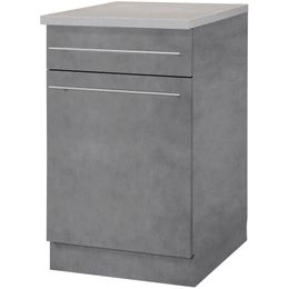 Wiho-K&uuml;chen Unterschrank WIHO K&Uuml;CHEN, B:40cm H:85cm T:60cm, grau, K&uuml;che, Schr&auml;nke, "Chicago", 40 cm breit, 1 Schubkasten und 1 T&uuml;r