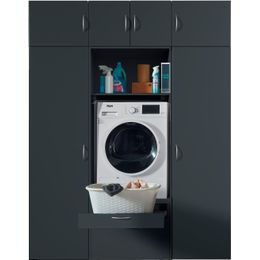 Mehrzweckschrank wimex, B:170cm H:225cm T:69cm, schwarz, K&uuml;che, Schr&auml;nke, "Multiraumkonzept, praktische Waschmaschinenl&ouml;sung, Breite: 170cm",