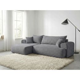 Ecksofa WERK2, B:265cm H:100cm T:145cmanthrazit, 100% Polyester, Wohnzimmer, Sofas, "Ewela 265 x 145 cm modern und bequem", Boucl&eacute;, L-Form,