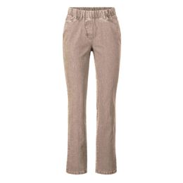 GOLDNER Damen Regular-fit-Jeans "Klassische Jeansschlupfhose LOUISA", beige, Gr. 56, Obermaterial: 78% Baumwolle CO. 20% Polyester PES. 2% Elasthan