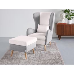 Sessel OTTO HOME, B:78cm H:118cm T:94cm, beige, 100% Polyester, Wohnzimmer, Sessel, "Salla Bezug Boucl&eacute; oder Struktur fein, Ohrensessel", wahlweise