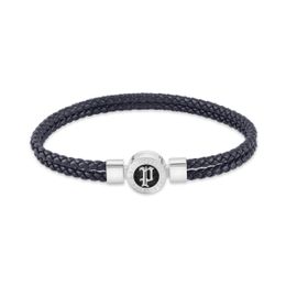 Police Herren Armband "Infiniti", 21,5cm, Edelstahl Leder, schwarz, Edelstahl, Leder, Armb&auml;nder