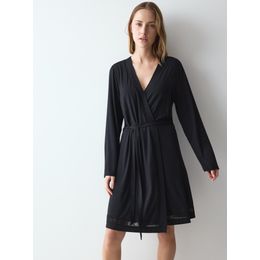 Triumph Damen Morgenmantel "Comfort Allure Robe", Gr. 44, schwarz, Obermaterial: 94% Modal, 6% Elasthan, Hausm&auml;ntel, weich und pflegeleicht