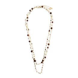 MANGO Kette 'LILIANA' Damen Gr&ouml;&szlig;e One Size braun / gold / perlwei&szlig;