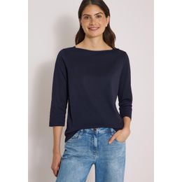 Cecil Damen 3/4-Arm-Shirt, blau, Gr. XL, unifarben, Web, 100% Baumwolle, Shirts, aus reiner Baumwolle