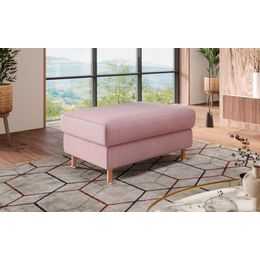 Polsterhocker OTTO HOME, B:100cm H:48cm T:65cm, rosa, 100%Polyester, Hocker, "Calypso", Holzfuesse mit Metallteller
