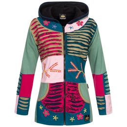 ANKERGLUT Damen Fleecejacke "Patchwork Multicolor NUNAVUT II NEW FLOWER POWER", pink, Gr. 38, Fleece, 100% Baumwolle, Jacken