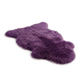 Echter, leuchtend violetter Schaffell, nat&uuml;rlicher, seidiger, weicher, fluffiger echter Wollteppich