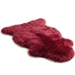 Echter roter Rosa-Schafsfell, nat&uuml;rlicher, seidiger, weicher, flauschiger echter Wollteppich