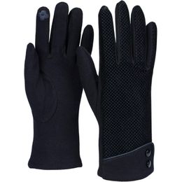 styleBREAKER Damen Baumwollhandschuhe "Touchscreen Handschuhe mit weichem Riffel Muster", blau, Modisch, Obermaterial: 70% Baumwolle CO. 30%