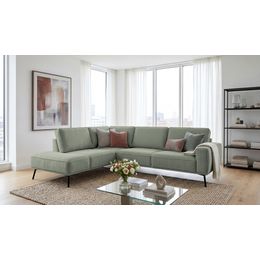 Ecksofa OTTO HOME, B:260cm H:85cm T:208cm, gr&uuml;n, 90% polyester, 10% nylon, Wohnzimmer, Sofas, "Vosby", 260 cm, Chenille, mit dekorativer Kedernaht,