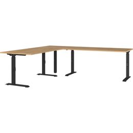 Eckschreibtisch Germania, B:240cm H:91cm T:220cm, schwarz, B&uuml;ro, Tische, "GW-Agenda", h&ouml;henverstellbar, verf&uuml;gbar in verschiedenen Ma&szlig;en