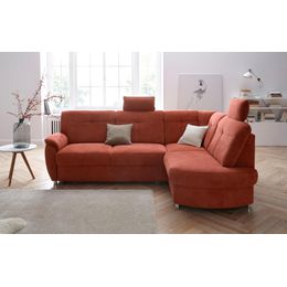 Sit & More Ecksofa SIT & MORE, B:246cm H:91cm T:176cm, orange, Kunstleder SOFTLUX;Luxus-Microfaser ALTARA NUBUCK (100% Polyester);Luxus-Microfaser (90%