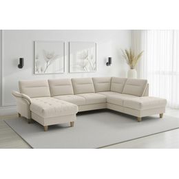 Sit & More Wohnlandschaft SIT & MORE, B:292cm H:90cm T:212cm, beige, 95% Polyester 5% Polyamid, Sofas, "Pamela U-Form, B: 292 cm, optional Schlaffunktion &