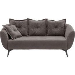 2,5-Sitzer Home Affaire, B:196cm H:94cm T:103cm, grau, 100% Polyester, Sofas, "Baggio, Breite 196 cm zeitlos & elegant, bequem", schwarze Metallf&uuml;&szlig;e