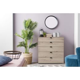 Sideboard Home Affaire, B:90cm H:95cm T:40cm, grau, Holzwerkstoff, Wohnzimmer, Sideboards, "Duero", Kommode mit 5 Schubk&auml;sten, Breite 90 cm