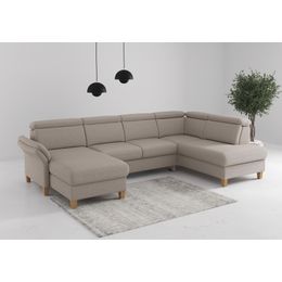 Wohnlandschaft OTTO HOME, B:321cm H:84cm T:193cm, beige, 95% Polyester, 5% Polyamid, Sofas, "Glendale, U-Form", inkl. Kopfteilverstellung, wahlweise