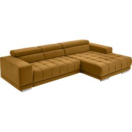 Ecksofa DIE PLANBAR, B:329cm H:73cm T:190cm, gelb, 100% Polyester, Wohnzimmer, Sofas, "MP-IN15053 L-Form extra breiter Schenkel", wahlweise mit