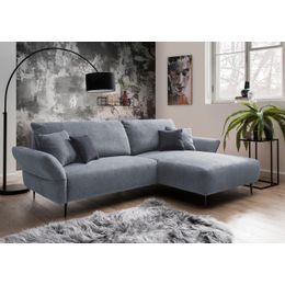 Ecksofa Home Affaire, B:286cm H:96cm T:178cm, blau, 100% Polyester, Wohnzimmer, Sofas, "Lazio modern und bequem, schmale Armlehnen, tolle