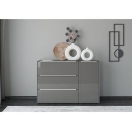 Sideboard, B:137cm H:94cm T:42cm, grau, SET ONE BY Musterring, Glas, Holzwerkstoff, Wohnzimmer, Sideboards, "Reno", Mit Gleitern und in verschiedenen