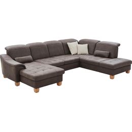 Wohnlandschaft DIE PLANBAR, B:341cm H:88cm T:243cm, braun, 100% Polyester, Sofas, "PP-LA23145 U-Form", inkl. Kopfpolsterverstellung,