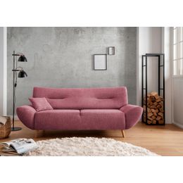 3-Sitzer Home Affaire, B:205cm H:81cm T:90cm, schwarz, 100% Polyester, Sofas, "Drago Wellenunterfederung, Breite 205cm, Holzfu&szlig;", frei im Raum