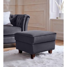 Polsterhocker Home Affaire, B:57cm H:45cm T:50cm, grau, Hocker, "Reims", echte Chesterfield-Knopfheftung, Samtoptik mich changierender Optik