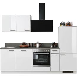 K&uuml;chenzeile KOCHSTATION, B:260cm T:60cm, wei&szlig;, Komplettk&uuml;chen-Sets, "KS-Scafa, mit h&ouml;henverstellbaren F&uuml;&szlig;en, vormontiert, mit", Soft-Close, wahl. mit