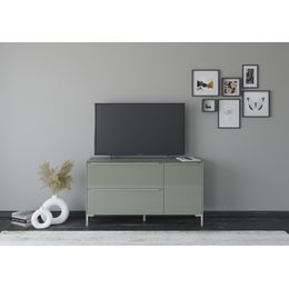 Lowboard, B:137cm H:77cm T:42cm, gr&uuml;n, SET ONE BY Musterring, Glas, Holzwerkstoff, Wohnzimmer, Sideboards, "Reno", Mit Winkelfu&szlig; in diversen Farben,