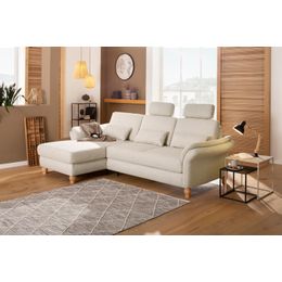 Ecksofa Home Affaire, B:266cm H:89cm T:164cm, beige, Struktur fein (100% Polyester);Struktur (100% Polyester);Luxus-Microfaser Lederoptik (100%