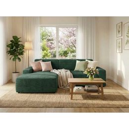 Ecksofa Trendmanufaktur, B:246cm H:73cm T:162cm, gr&uuml;n, 92%Polyester, 8%Polyamide, Wohnzimmer, Sofas, "Wien, wahlweise mit Sitzvorschub und