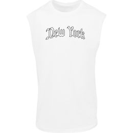 MisterTee Herren T-Shirt "MisterTee New York Wording Sleeveless Tee", wei&szlig;, Gr. M, bedruckt, 100% Baumwolle, Shirts