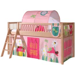 Spielbett Vipack, B:135,5cm H:114cm L:207,5cm, rosa, Kinderzimmer, Betten, "Forrest, Absturzschutz mit Sprossen-Optik, Pfostenst&auml;rken ca. 50x50mm",