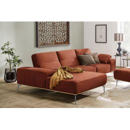 Ecksofa W.Schillig, B:299cm H:88cm T:178cm, orange, Longlife Xtra-Leder Z73: Naturwalkleder der Luxusklasse aus den erlesensten Rohh&auml;uten. Hautst&auml;rke