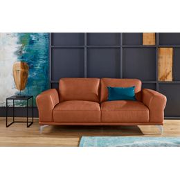 2-Sitzer W.Schillig, B:192cm H:78cm T:94cm, braun, Sofas, "montanaa Designsofa, bequem, Breite 192cm, Federkern", mit Metallf&uuml;&szlig;en in Silber matt,