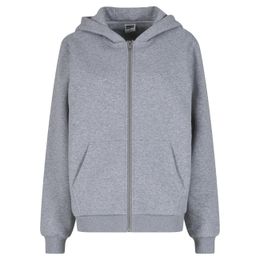Urban Classics Damen Cardigan "Urban Classics Ladies Fluffy Zip Cardigan", grau, Gr. XS, unifarben, 70% Baumwolle, 30% Polyester, Strickjacken
