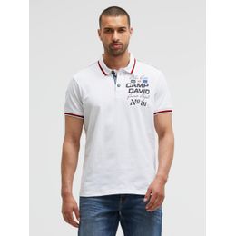 CAMP DAVID Herren Poloshirt, wei&szlig;, Gr. XXL, bedruckt, Single Jersey, Material: 100% Baumwolle, Shirts, aus Baumwolle