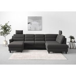 Sit & More Wohnlandschaft SIT & MORE, B:325cm H:90cm T:187cm, grau, Sofas, "Far&ouml; U-Form", inklusive Federkern, wahlweise mit Schlaffunktion und Bettkasten