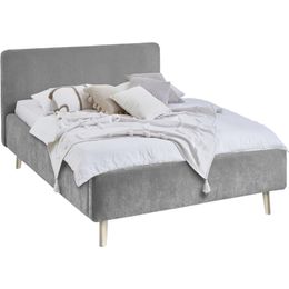Meise M&ouml;bel Polsterbett MEISE.M&Ouml;BEL, B:141cm H:105cm L:218cm, grau, Betten, "MATTIS mit sandfarbenem Fu&szlig;, wahlweise mit Bettkasten", in verschiedenen Breiten,