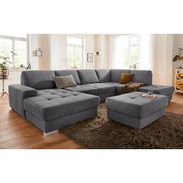 Sit & More Wohnlandschaft SIT & MORE, B:340cm H:82cm T:224cm, grau, Luxus-Microfaser ALTARA NUBUCK (100% Polyester) / Struktur (100% Polyester);Flachgewebe