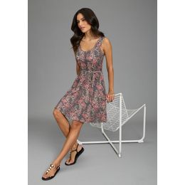 Laura Scott Damen Sommerkleid, bunt, Gr. 34, gemustert, mehrfarbig, Jersey, Obermaterial: 95% Viskose, 5% Elasthan, Kleider, mit ausgestelltem Rock,