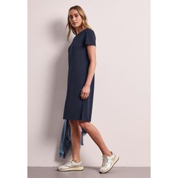 Street One Damen Midikleid, blau, Gr. 46, unifarben, Stoff, 70% Viskose, 25% Polyester, 5% Elasthan, Kleider, mit Rundhalsausschnitt