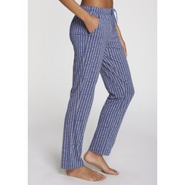 Damen Pyjamahose, VIVANCE DREAMS BY LASCANA, Gr. 32, blau, Single Jersey, Obermaterial: 50% Baumwolle, 50% Viskose, gestreift, Hosen, mit Sch&ouml;nem